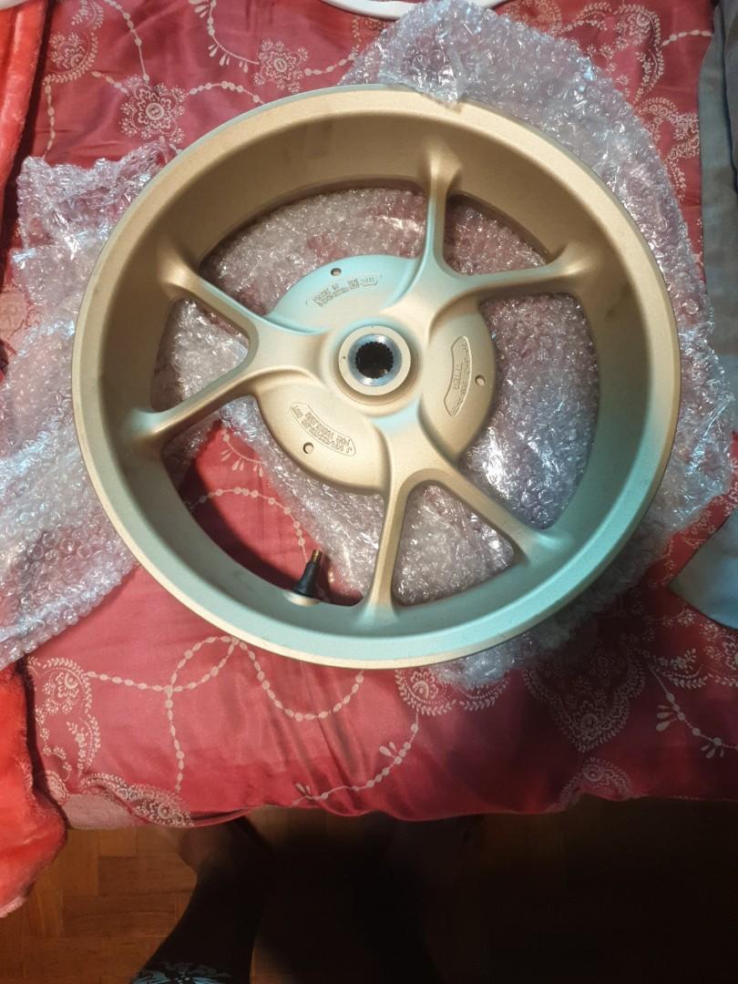 Aerox gold stock rim, Motorcycles, Motorcycle Accessories on Carousell