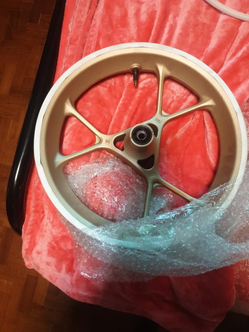 Aerox gold stock rim, Motorcycles, Motorcycle Accessories on Carousell