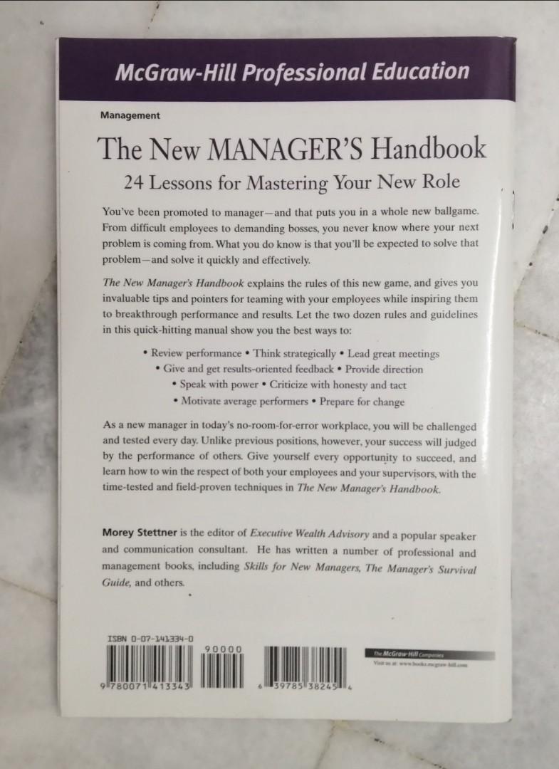 BOOK: THE NEW MANAGERS HANDBOOK "24 Lessons For Mastering Youtmr ...