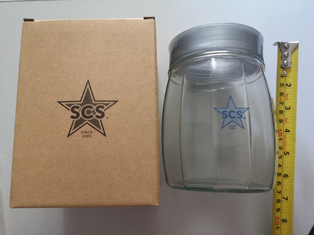 Brand new! SCS Glass container with Box *Smooth Roundy cap *Dimensions ...