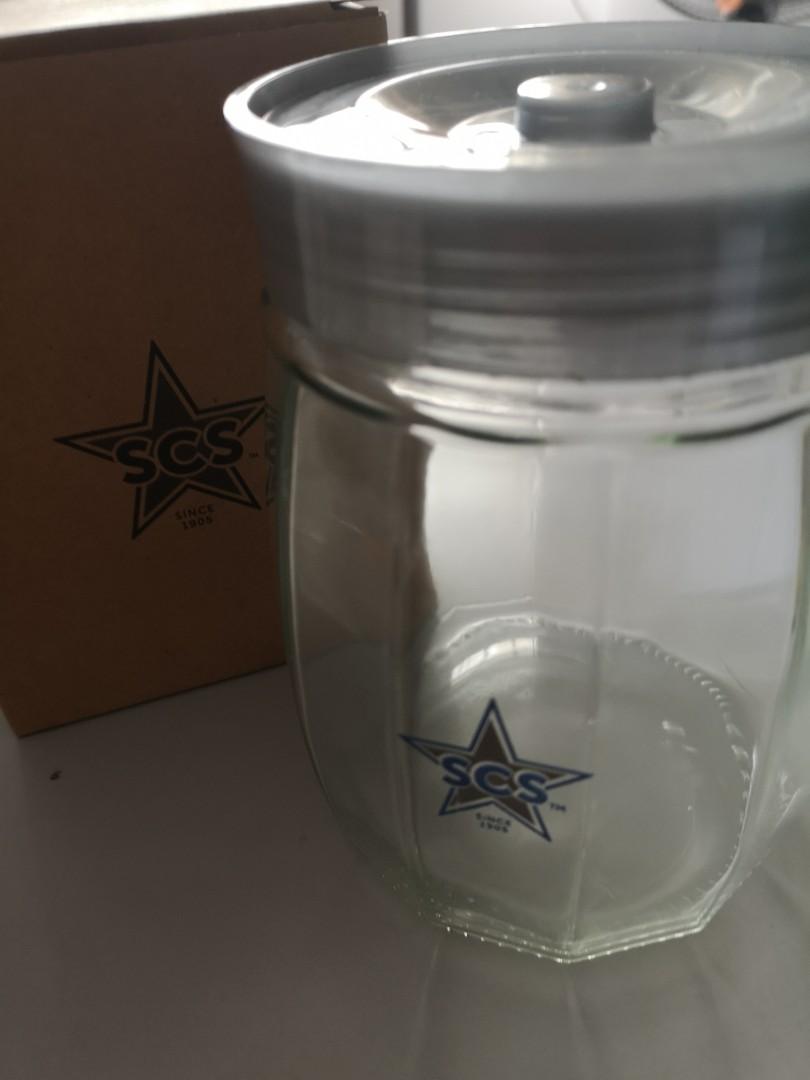 Brand new! SCS Glass container with Box *Smooth Roundy cap *Dimensions ...