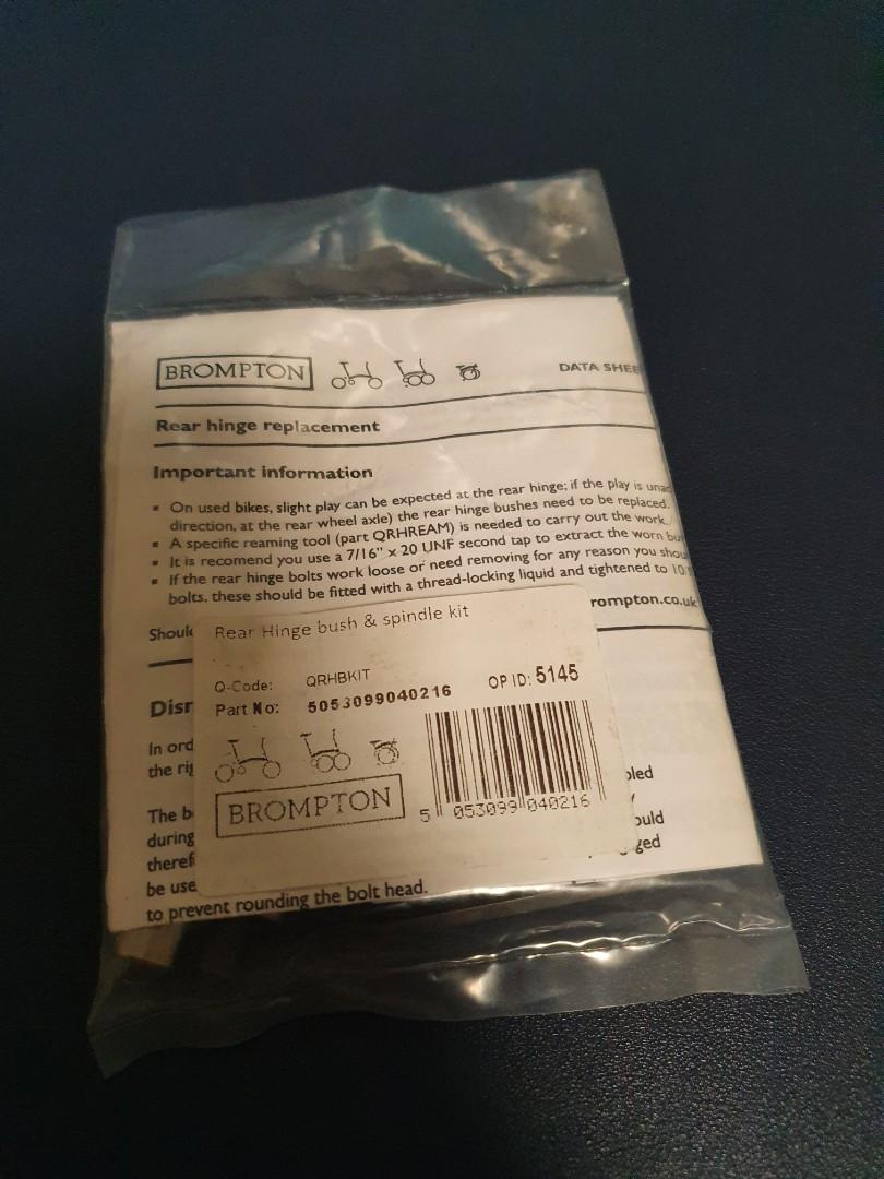 Brompton rear hinge bush and spindle kit, Sports Equipment, Bicycles ...