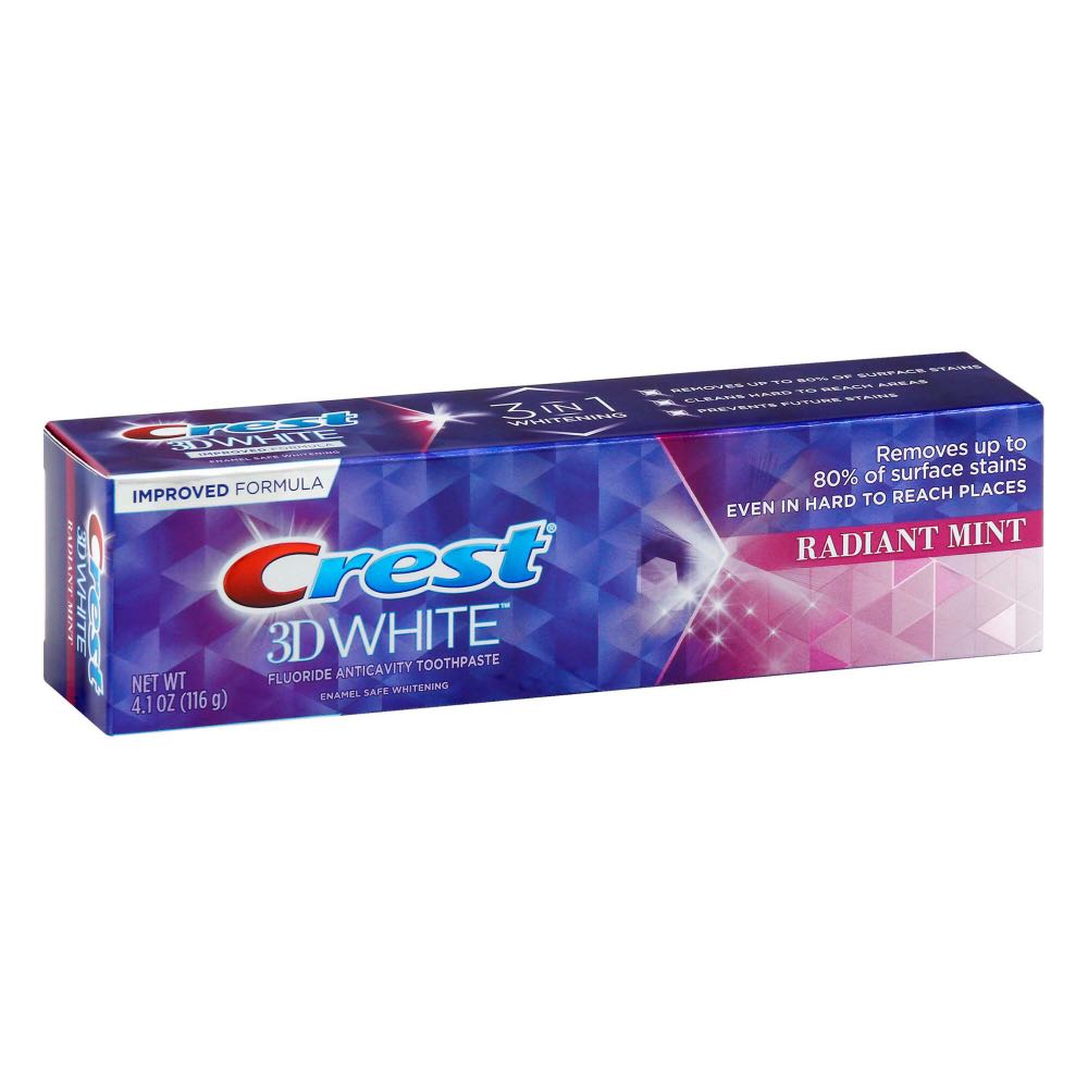 CREST 3D WHITE TOOTHPASTE RADIANT MINT 4.1 oz, 116g (IMPROVED FORMULA ...
