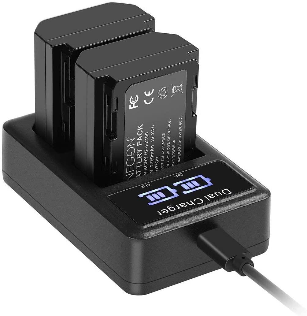 ENEGON Replacement Battery (2-Pack) and Smart LED Dual Charger for Sony ...
