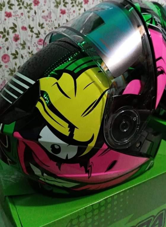 Helmet Zebra Couple Modular Dual Visor, Motorbikes, Motorbike Parts ...