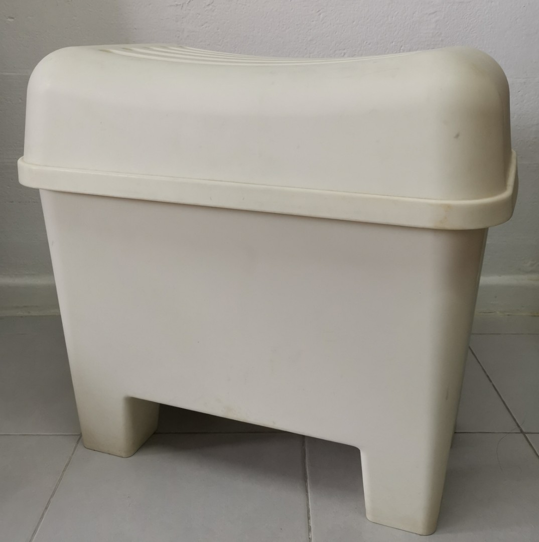 Ikea BURSJÖN Stool with storage, white, Furniture & Home Living ...