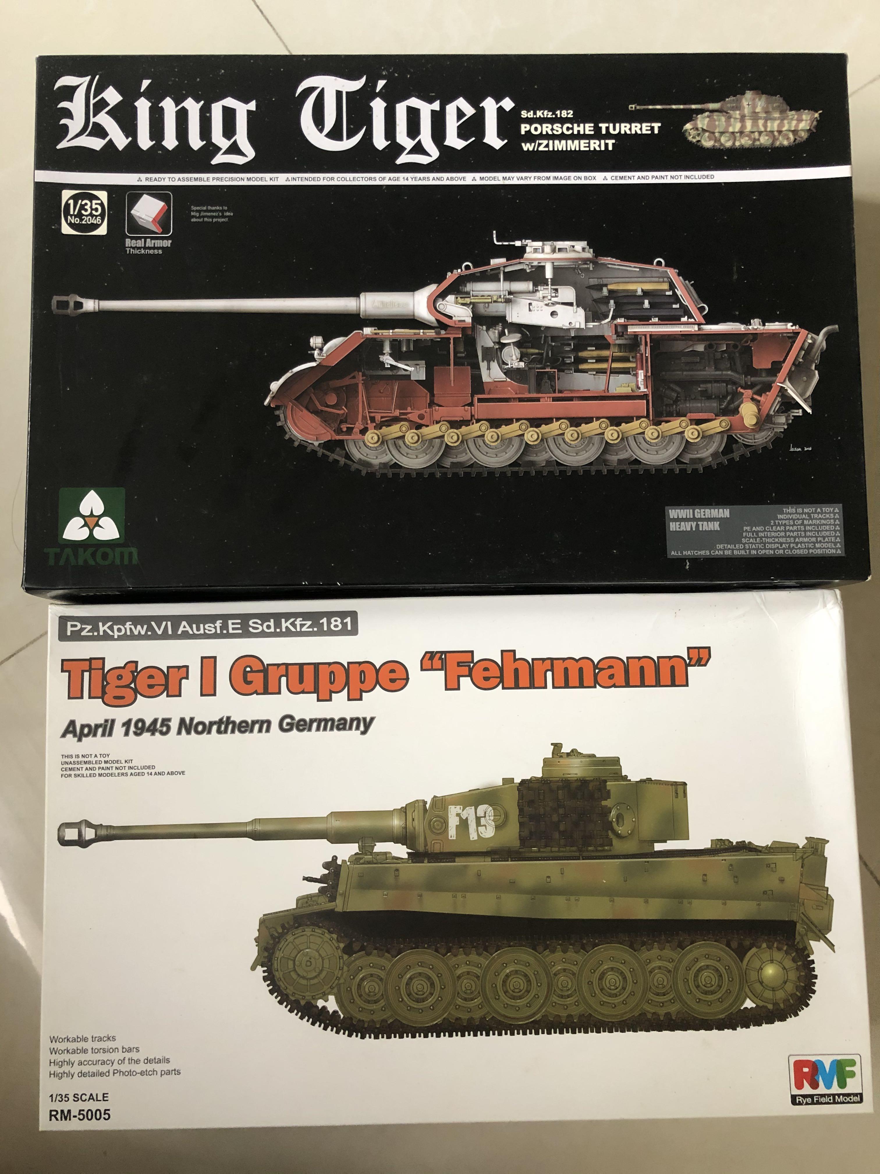 Ryefield model Tiger1 and Takom King Tiger full interior kit, Hobbies ...
