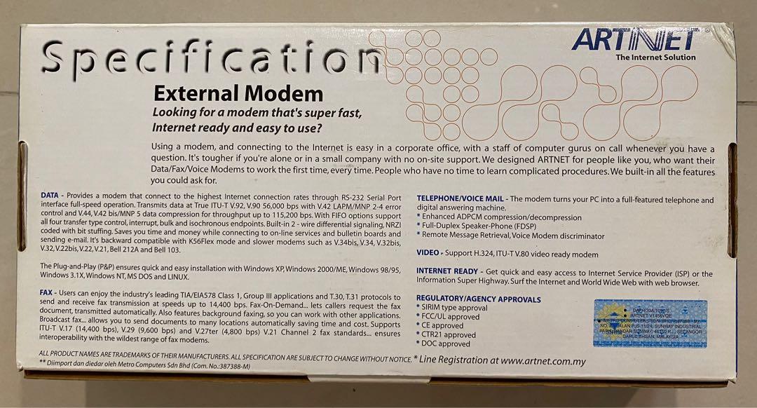 V.90 (56K) External Modem, Computers & Tech, Parts & Accessories ...