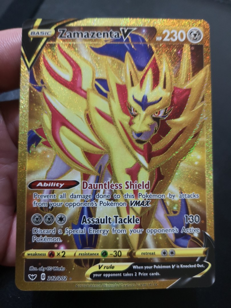 Zamazenta V Gold Card Pokemon, Hobbies & Toys, Toys & Games on Carousell