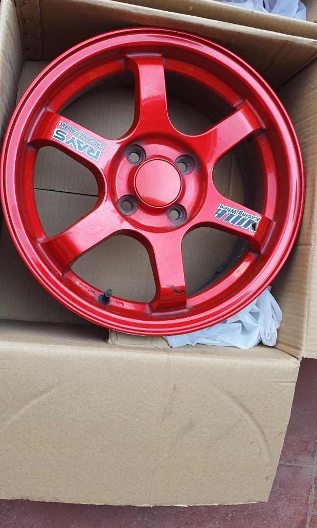 15" TE37 Mags, Car Parts & Accessories, Mags and Tires on Carousell
