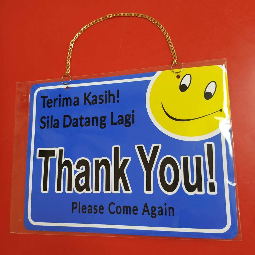 2in1 A4 Size Thank You Please Come Again & Welcome Sign Selamat Datang ...