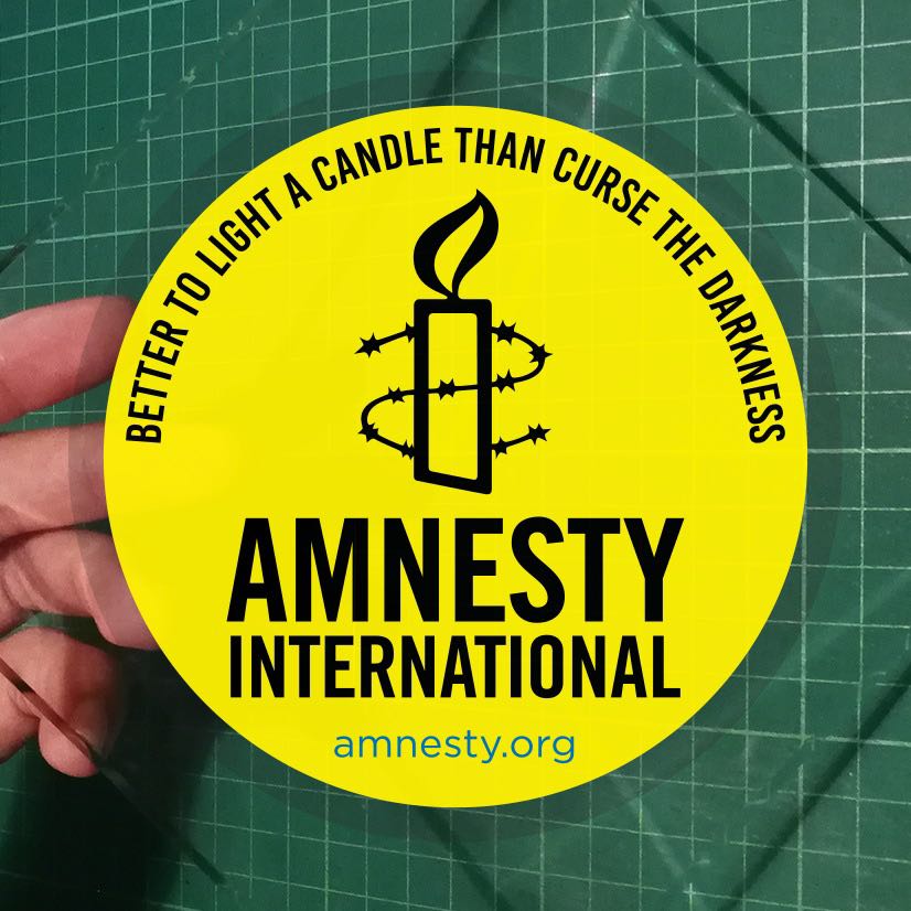 Amnesty International - Removable Static Cling Car Decals . 11cm ...