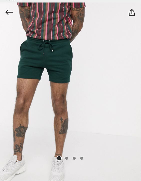 Asos green jersey shorts, Men's Fashion, Bottoms, Shorts on Carousell