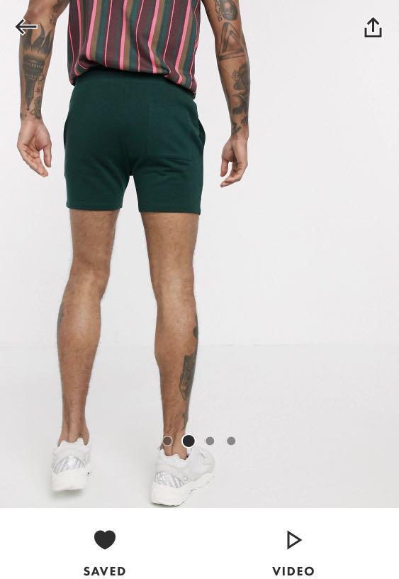 Asos green jersey shorts, Men's Fashion, Bottoms, Shorts on Carousell