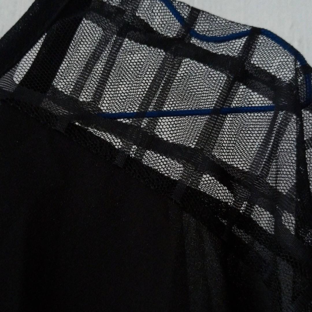 Plus Size Black See-Through Grid Long Top Short Dress, Women's Fashion ...