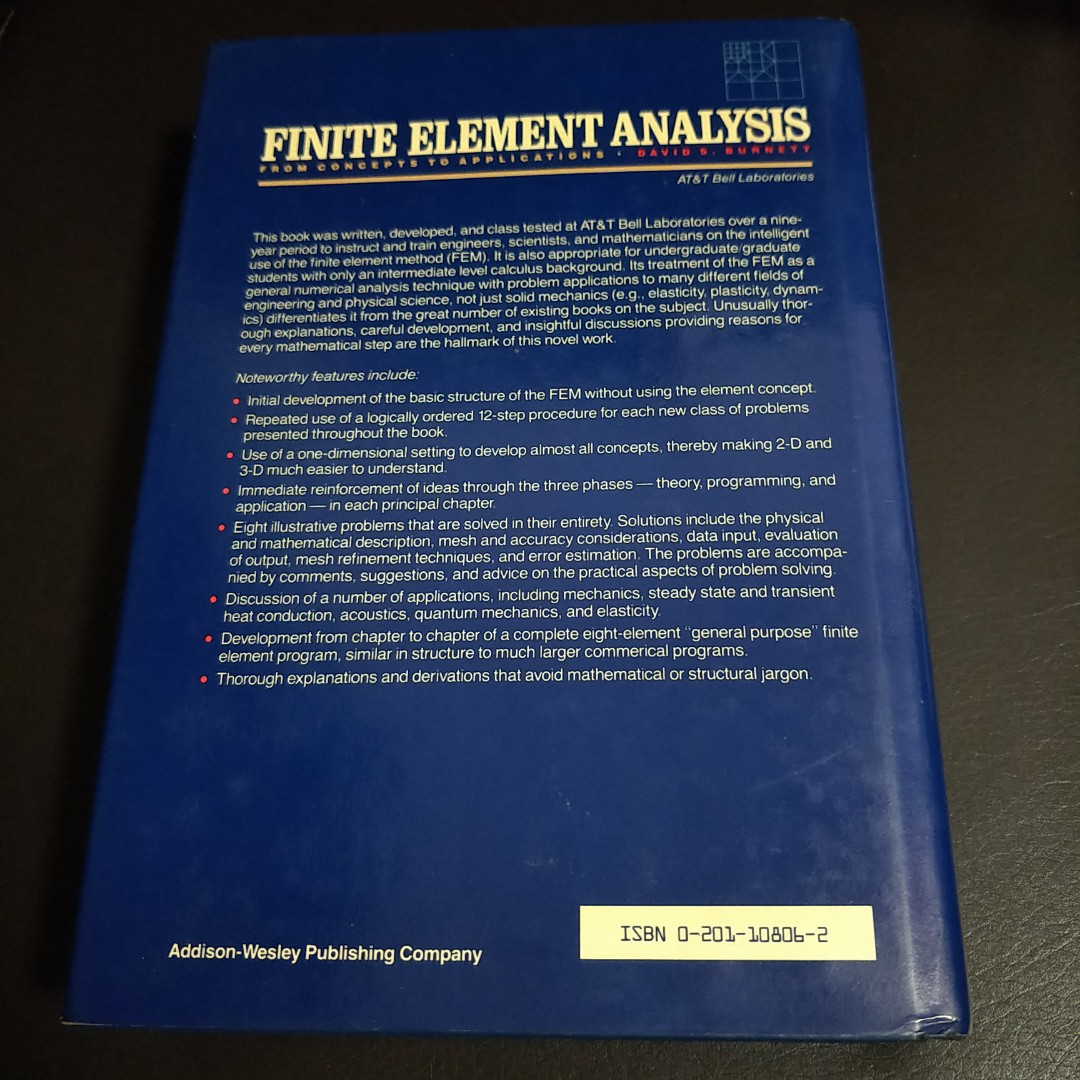 Finite Element Analysis From Concept To Applications Computers And Tech Office And Business