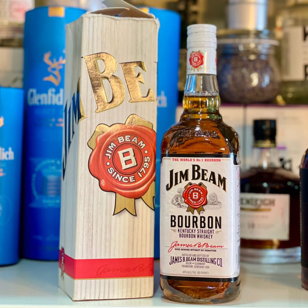 Jim Beam Whiskey American Bourbon w Box 750ml, Food & Drinks, Alcoholic ...