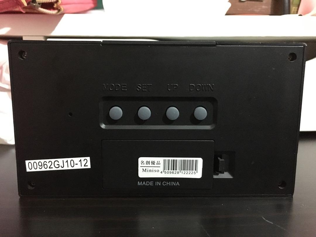 Miniso black sleek modern slim multi-function digital alarm clock with ...