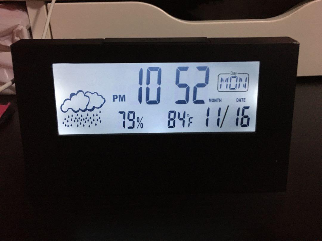 Miniso black sleek modern slim multi-function digital alarm clock with ...