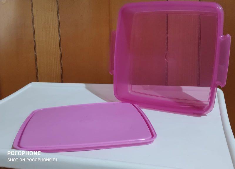 Pink square Tupperware container, Furniture & Home Living, Kitchenware ...