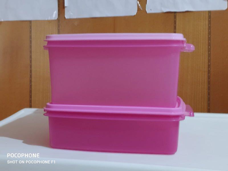 Pink square Tupperware container, Furniture & Home Living, Kitchenware ...