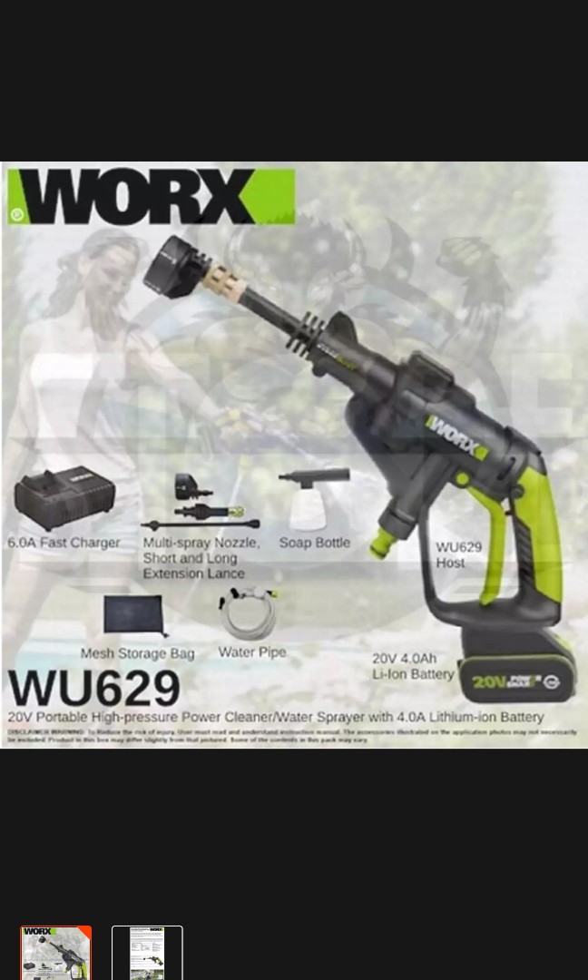 WORX WU629 HYDROSHOT CORDLESS HIGH PRESSURE SPRAY, Car Accessories, Accessories on Carousell