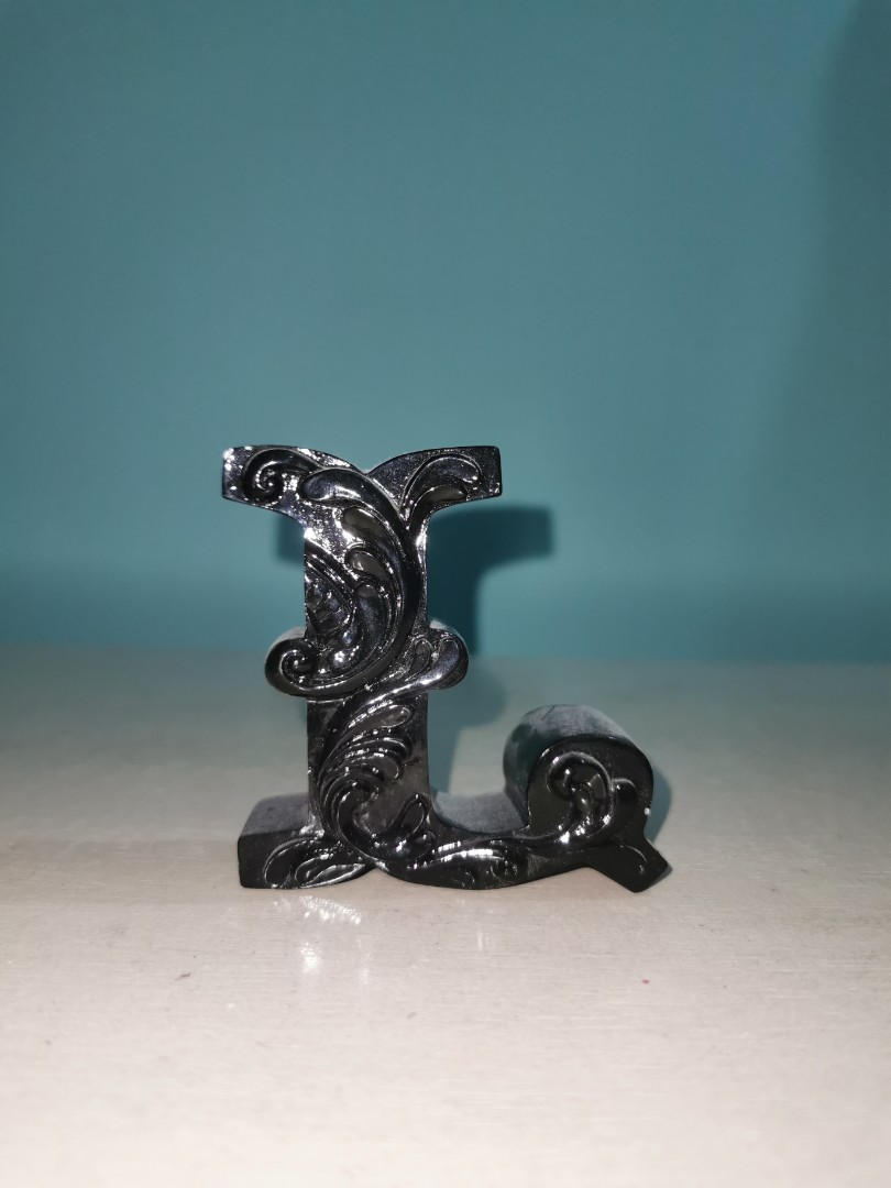 Alphabet letter L glossy black vintage inspired paperweight room decor ...