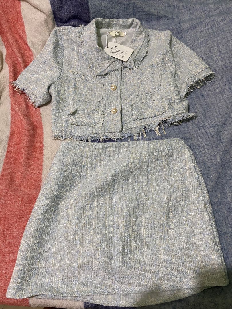 Chanel Inspired Tweed Coordinates, Women's Fashion, Dresses & Sets ...