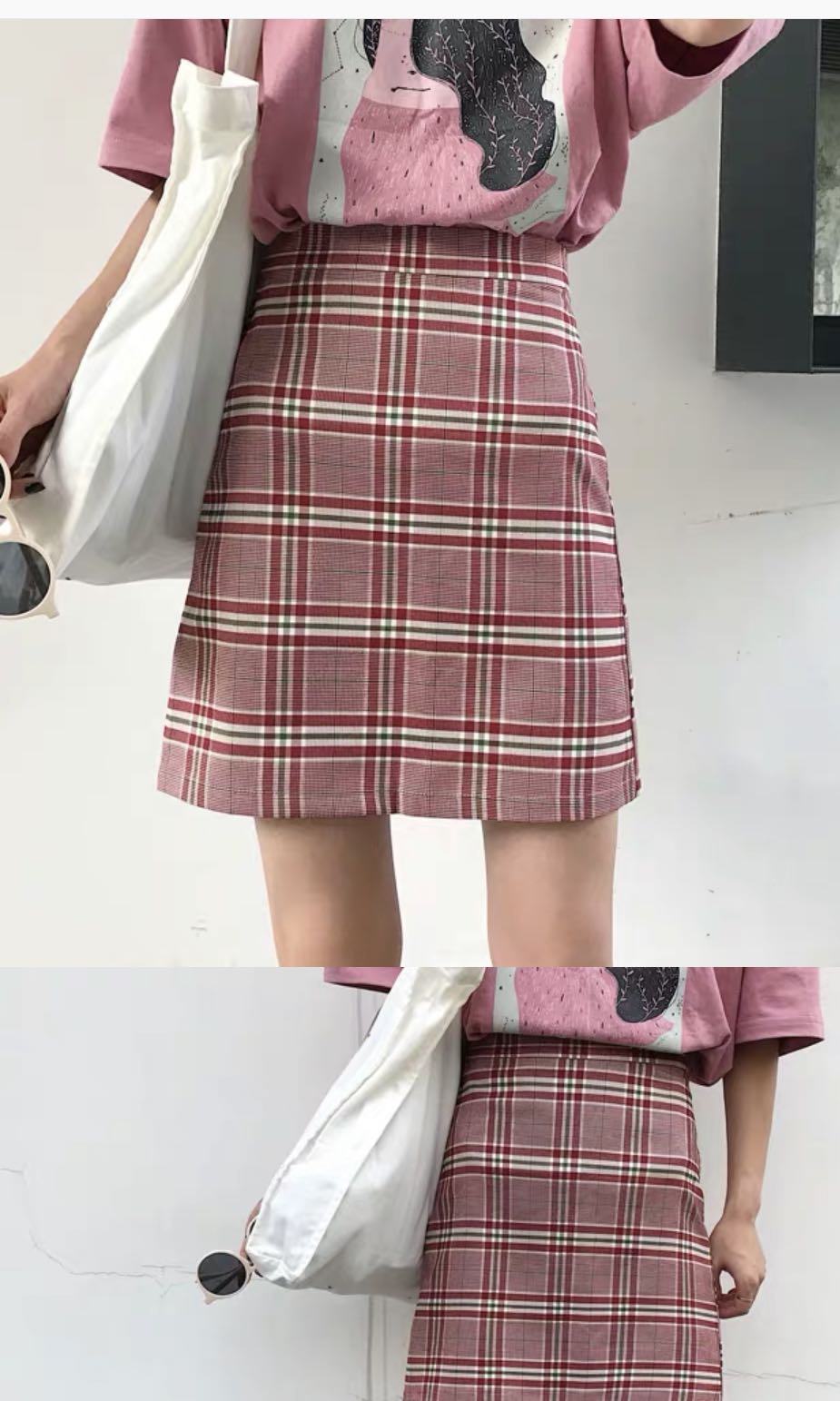 Ins Grid skirt, Women's Fashion, Bottoms, Skirts on Carousell