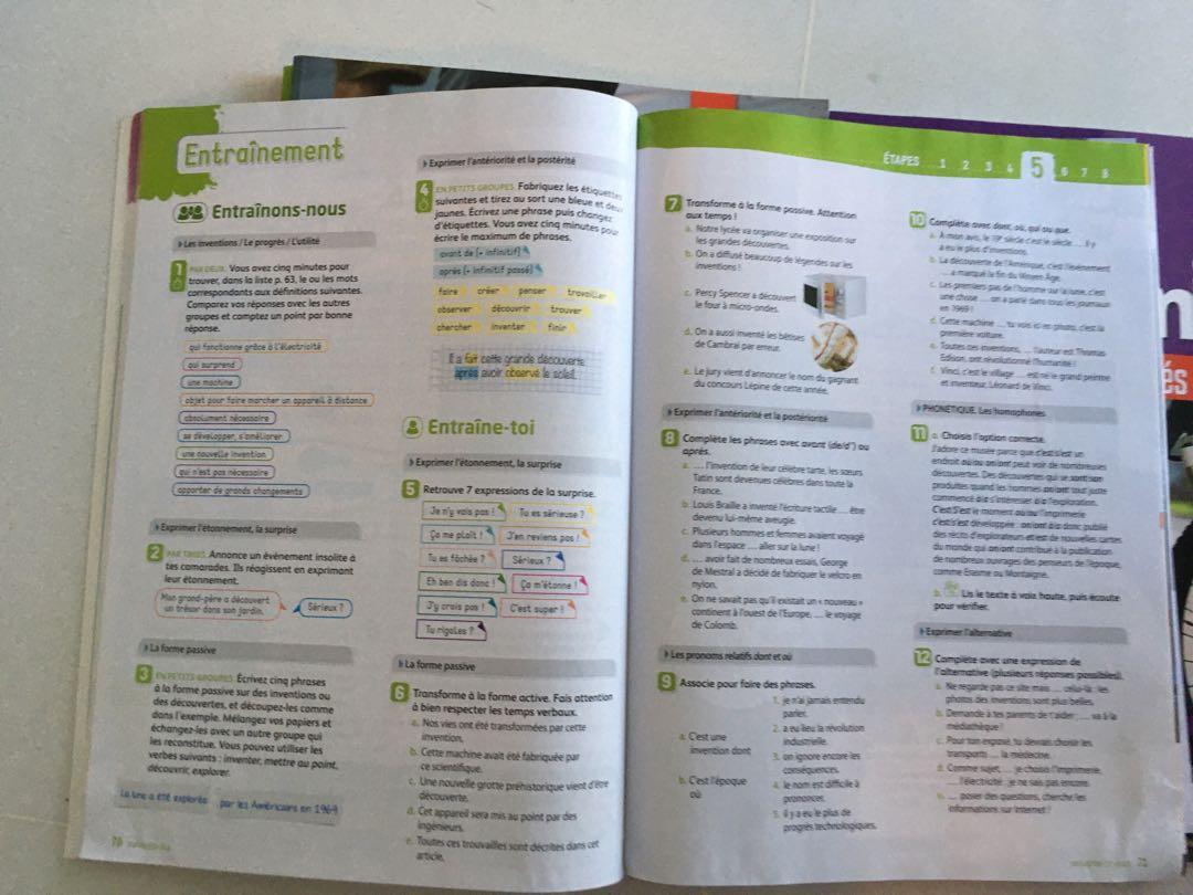 MOE Language Centre French Language Textbook and Workbook, Hobbies ...