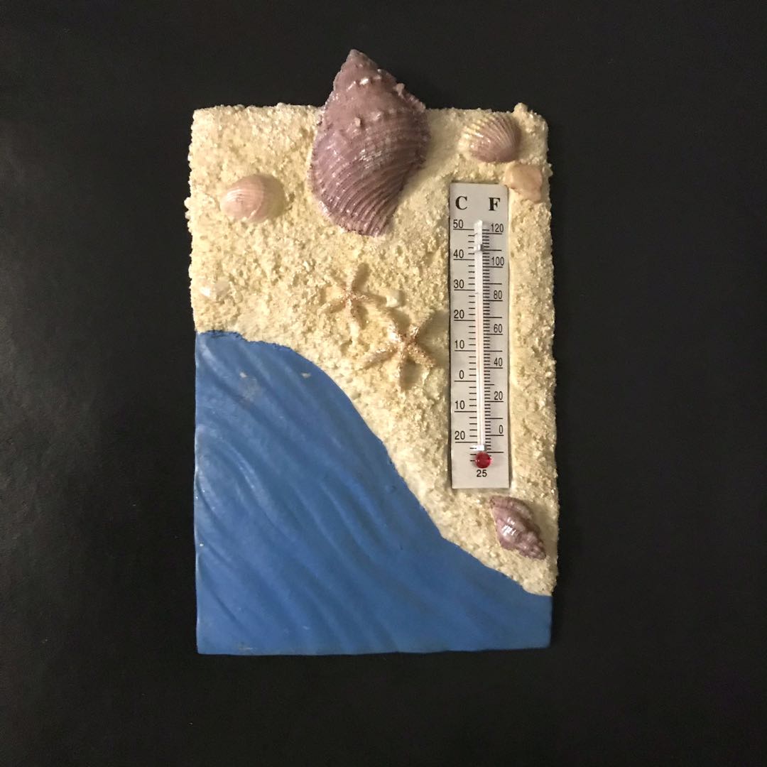 Thermometer seashell beach design resin wall display , Furniture & Home ...