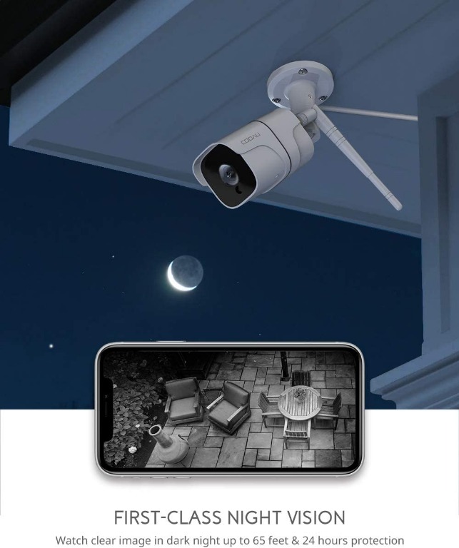 Security Camera Outdoor, COOAU 1080P Wireless Wi-Fi IP Surveillance ...