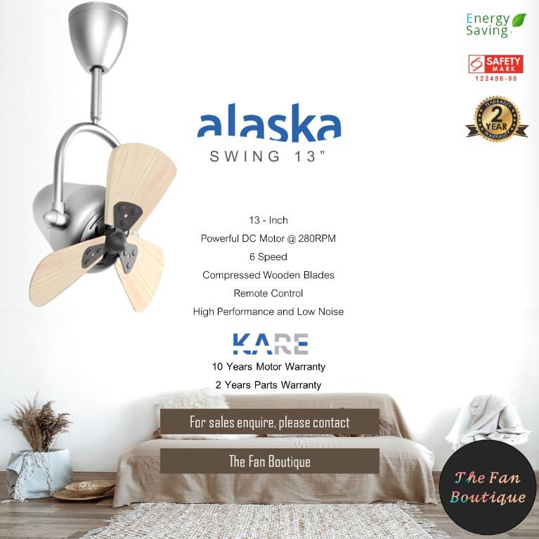 ALASKA Swing 13" DC Motor Ceiling Fan / Corner Fan, Furniture & Home ...