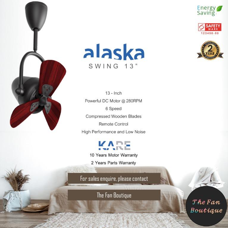 ALASKA Swing 13" DC Motor Ceiling Fan / Corner Fan, Furniture & Home ...