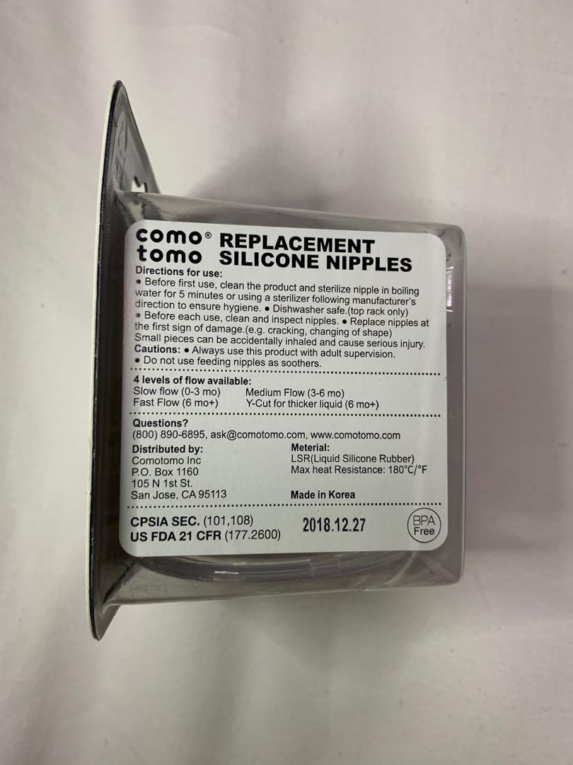 AUTHENTIC Comotomo Fast Flow Replacement Nipples, Babies & Kids ...