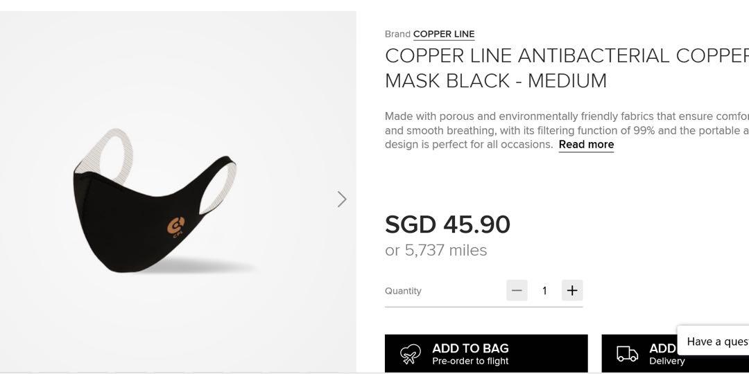 COPPER LINE ANTIBACTERIAL MASK, Women's Fashion, Dresses & Sets, Sets ...