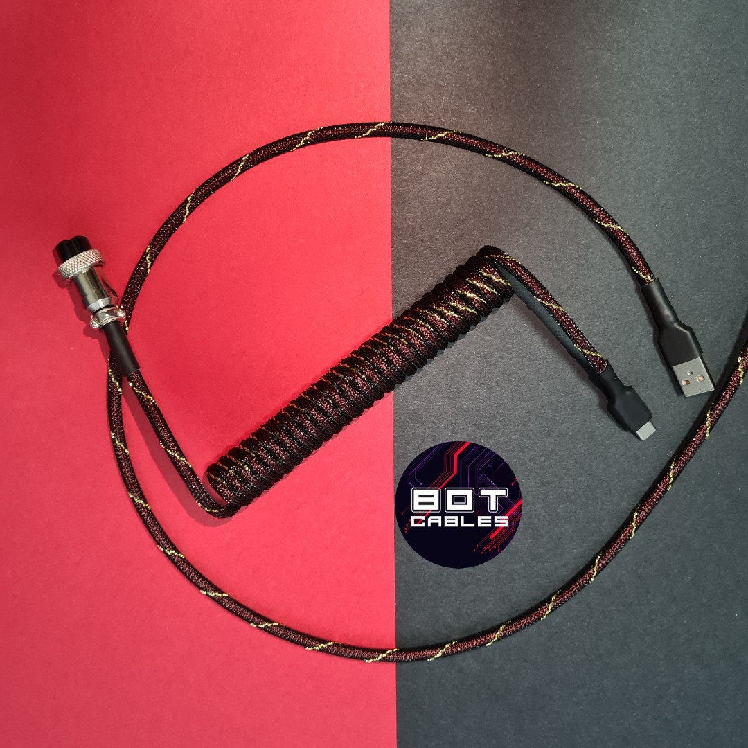 Custom coiled double sleeved aviator cable (Red samurai v2), Computers ...