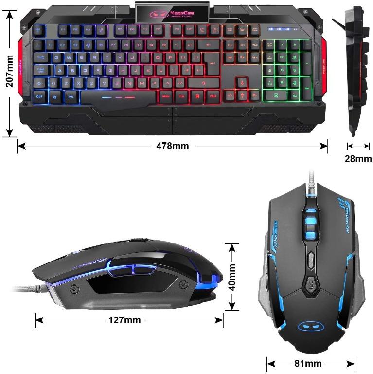 Gaming Keyboard{UK Layout} GK806 Rainbow LED Backlit Wired Keyboard 7 ...