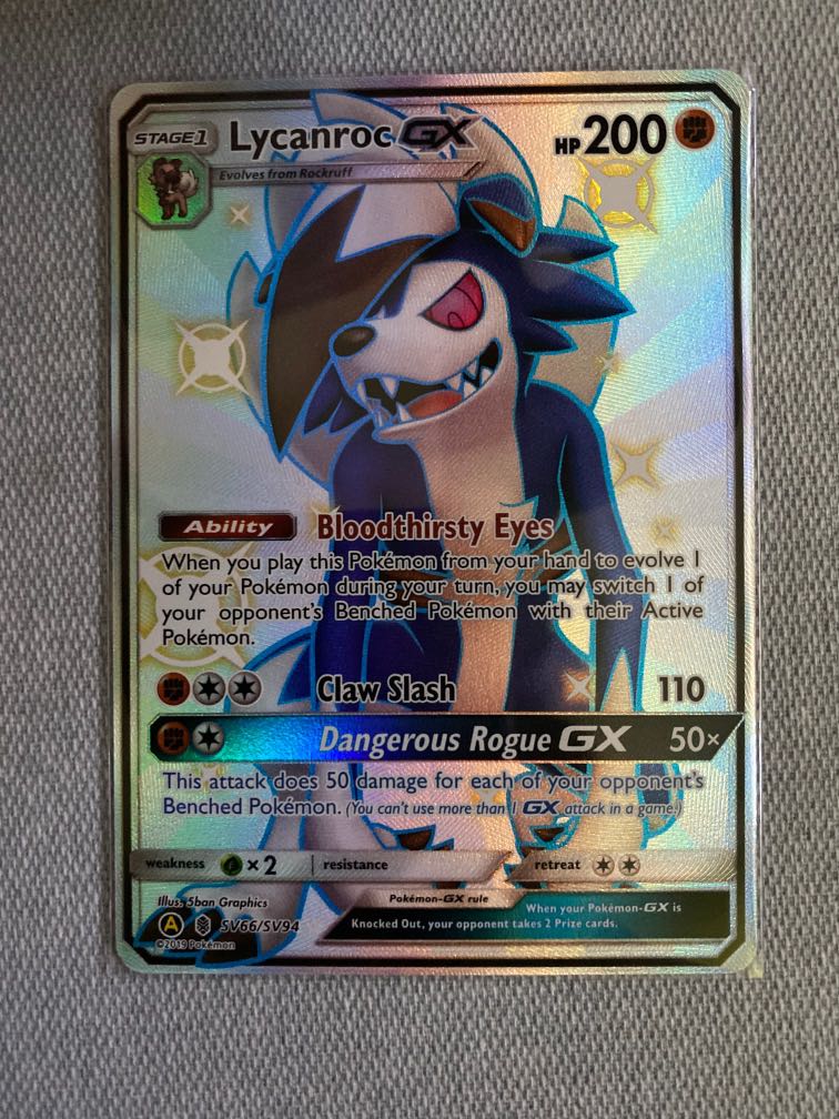 Shiny Lycanroc GX shiny vault, Hobbies & Toys, Toys & Games on Carousell