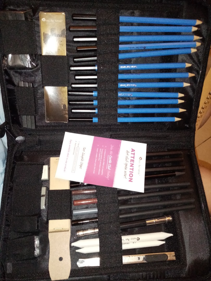 40-piece Drawing Set (pencils + charcoal), Hobbies & Toys, Stationery ...