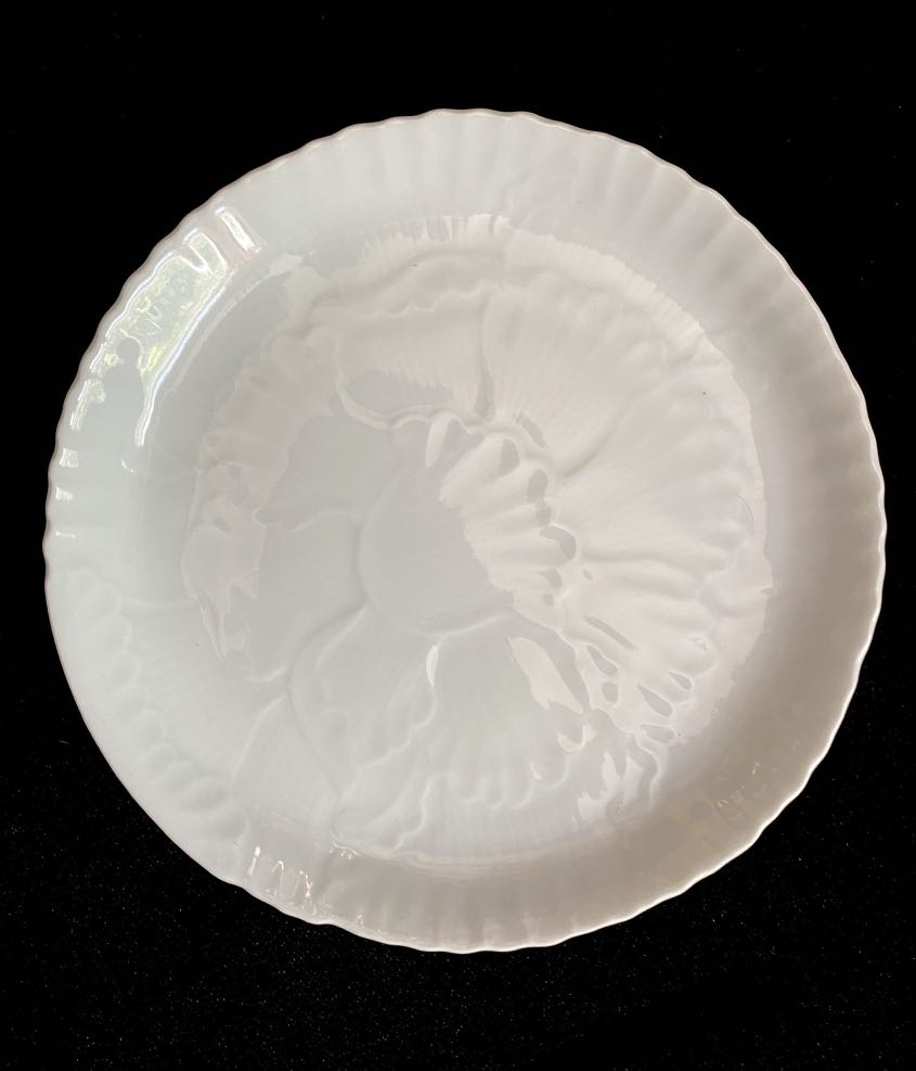 Embossed White Floral Deco Footed Plate, Furniture & Home Living, Home ...