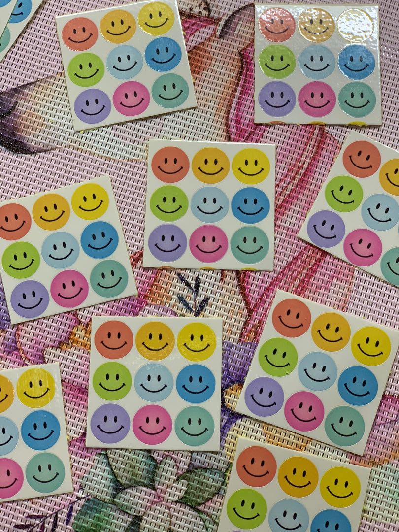 Happy Smiley Stickers 3x3 (sold by 2s), Hobbies & Toys, Stationary ...