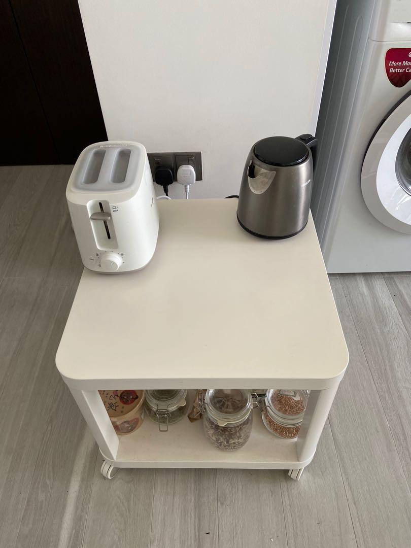 Ikea Tingby side table with wheels - white, Furniture & Home Living ...
