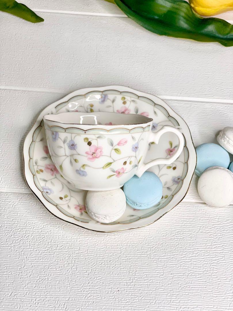 J. Erevil Paris Floral Cup and Saucer Duo, Furniture & Home Living ...