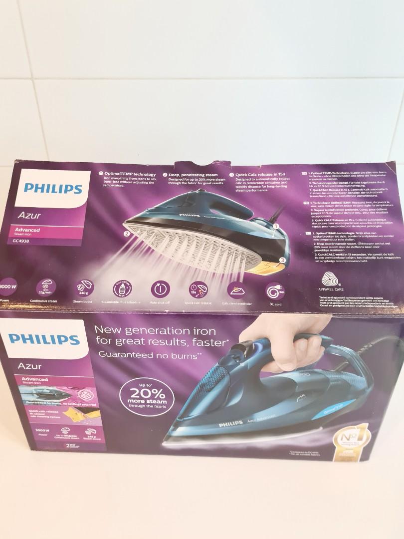 Philips Azur Advanced Steam Iron for sale (almost new), TV & Home ...