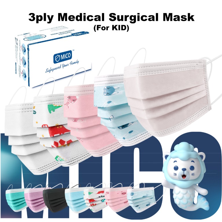 [SG Brand] MICO Kids 3ply Medical Surgical Face Mask, Health ...