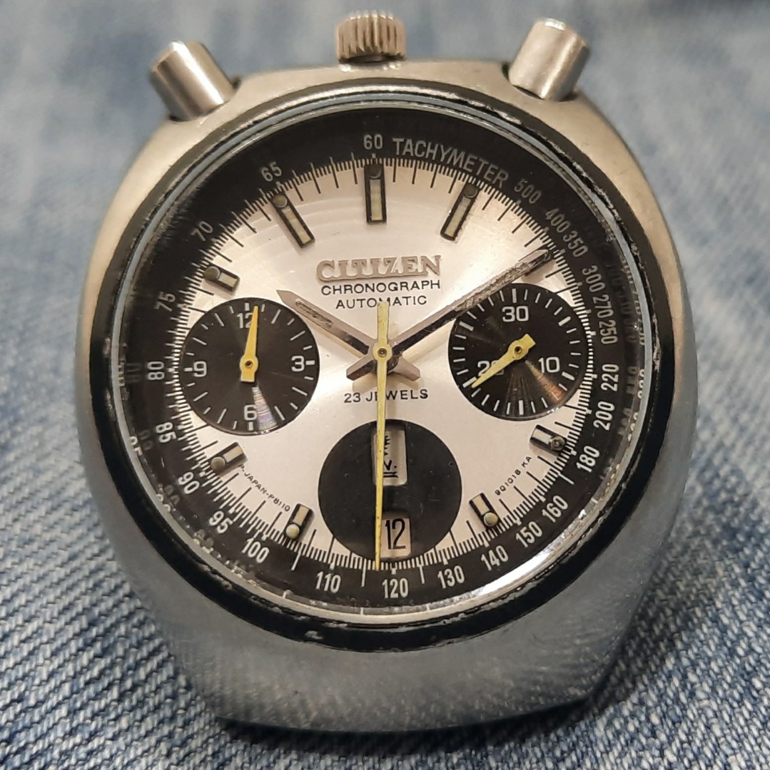 Vintage Citizen "Bullhead Panda" 67-9011 Chronograph Day And Date ...
