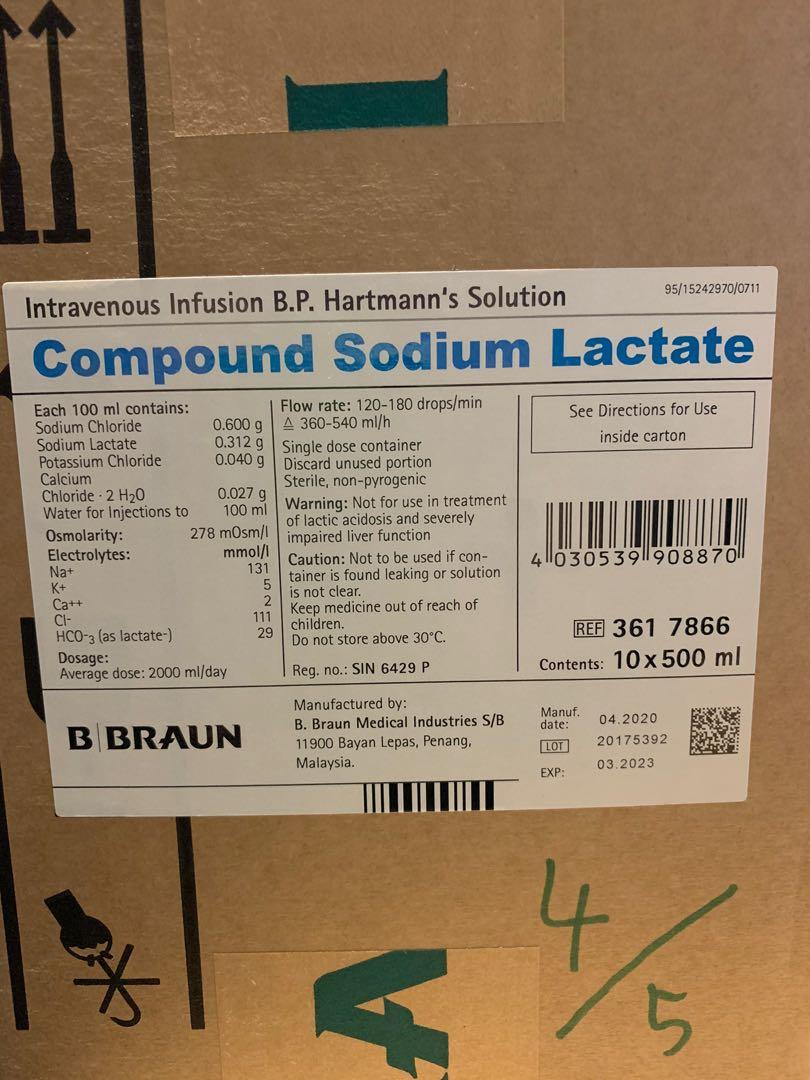 Hartmann’s Solution (500ml compound sodium lactate) for pets with ...