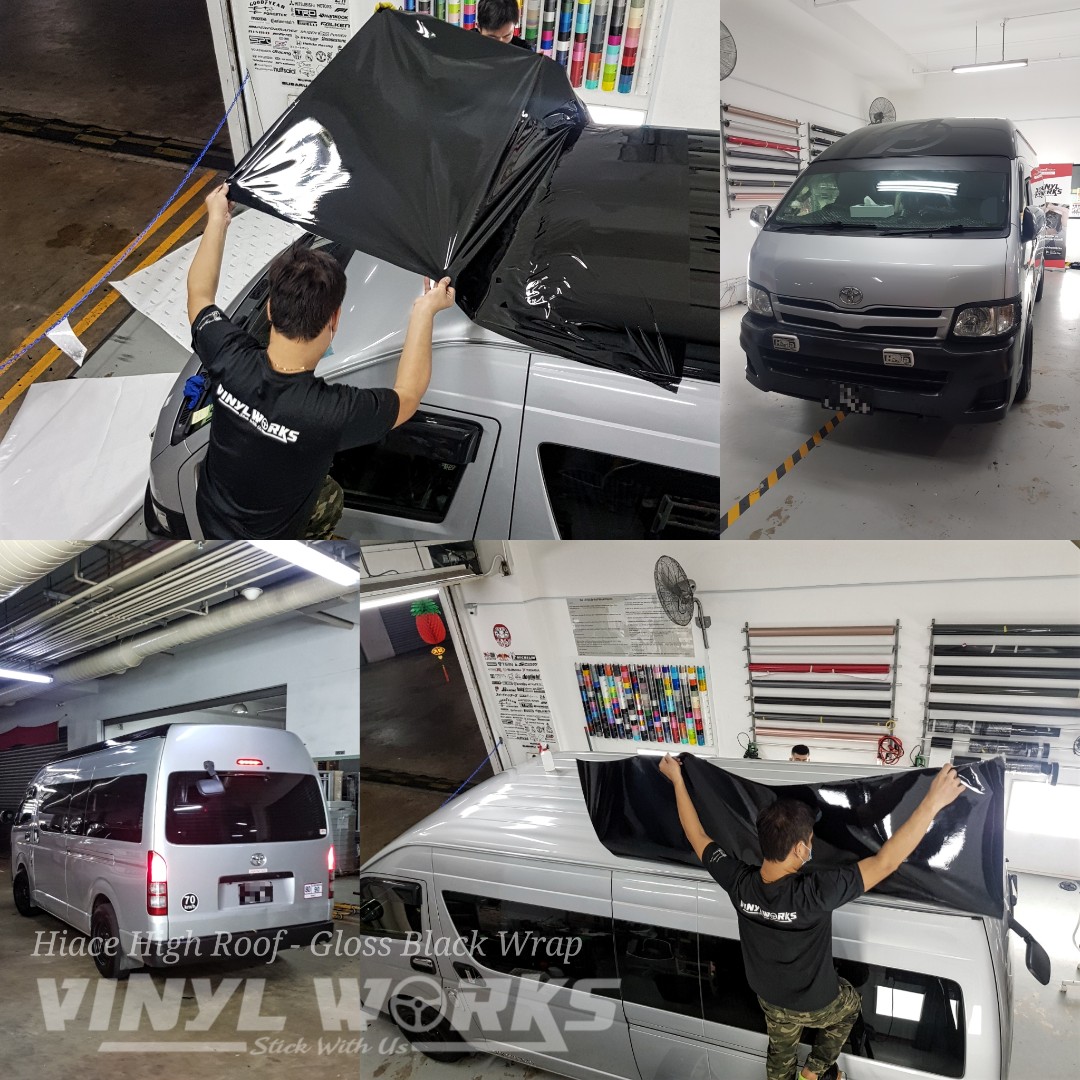 Hiace - High Roof - Gloss Black Vinyl Sticker Wrap, Car Accessories ...