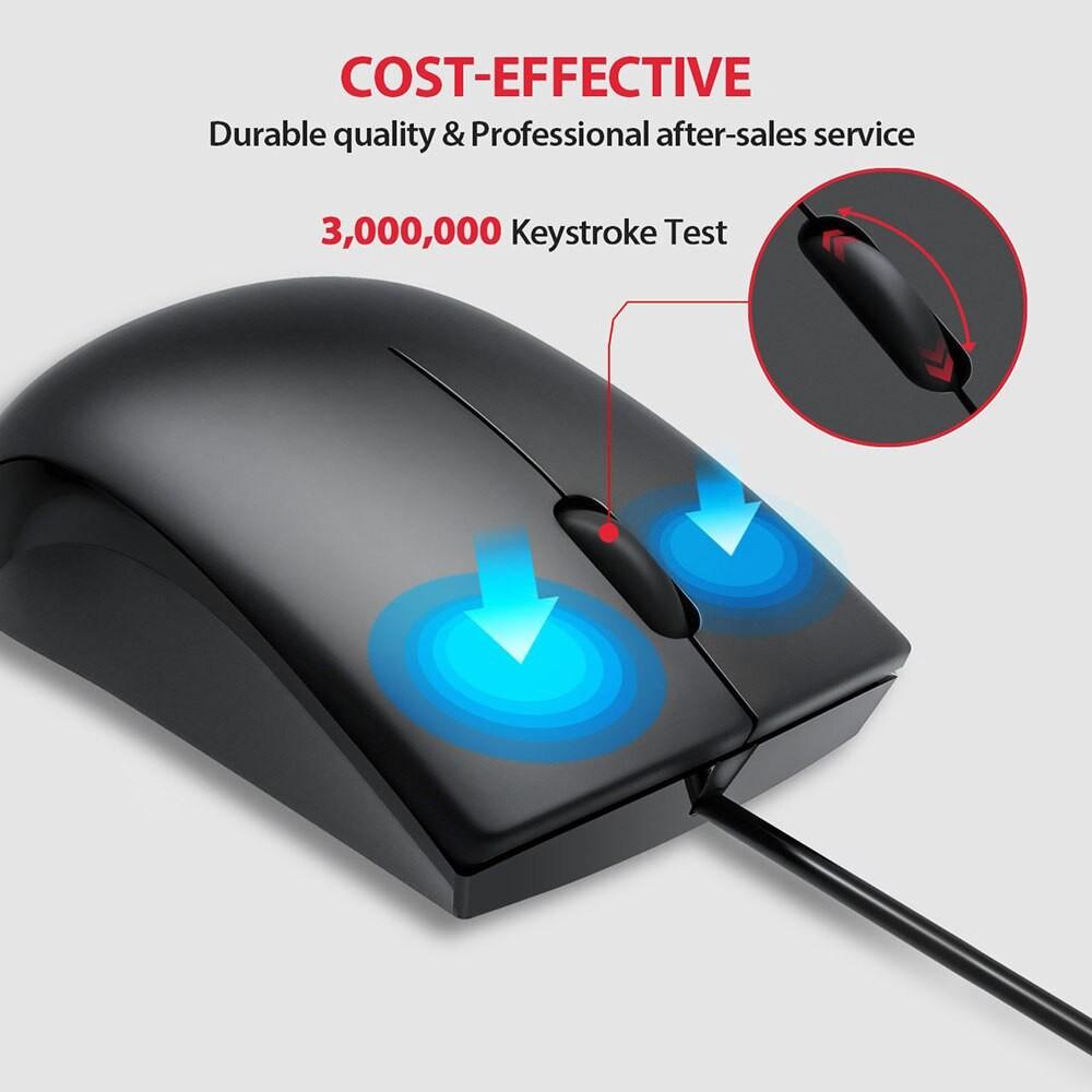 (M2320) VicTsing PC156 Optical USB Wired Mouse 1200DPI Ergonomic ...